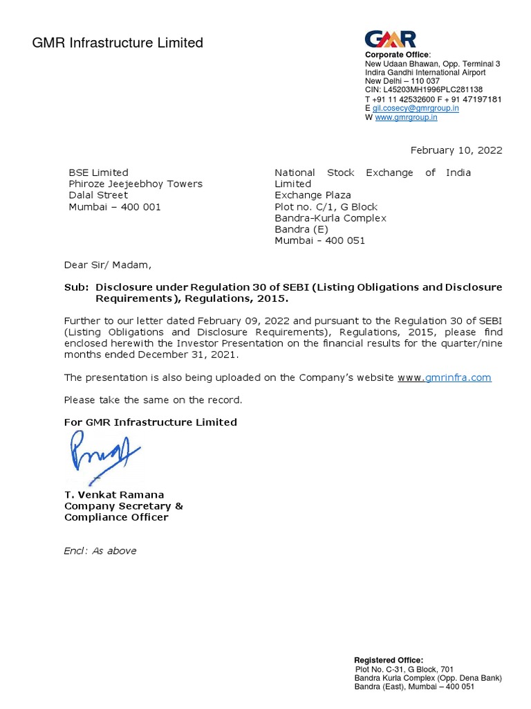 GMR Infrastructure Limited | PDF | Airport | Investing