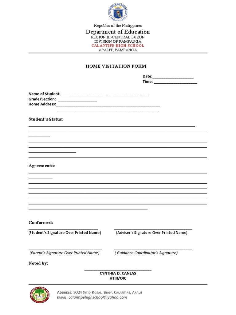 Home Visitation Form | PDF