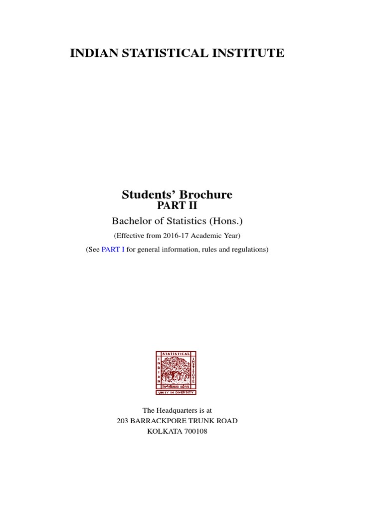 ISI Bachelor of Statistics Curriculum | PDF | Matrix (Mathematics ...