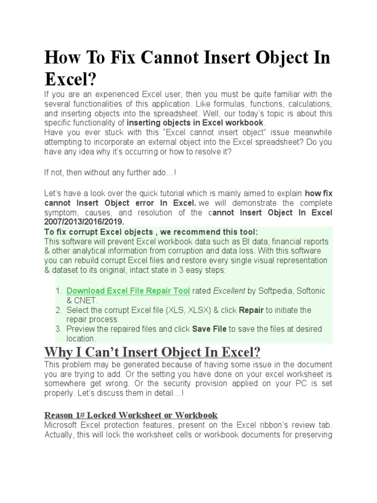 fix-cannot-insert-object-in-excel-pdf-microsoft-excel-computer-file
