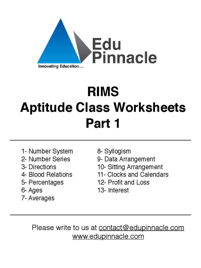 Aptitude Worksheets - 1 | Download Free PDF | Numbers | Mathematics