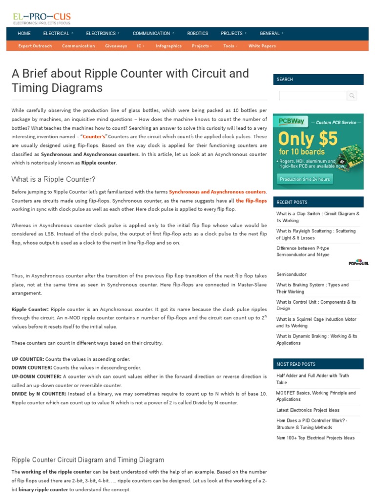 A Brief About Ripple Counter With Circuit and Timing Diagrams | PDF ...