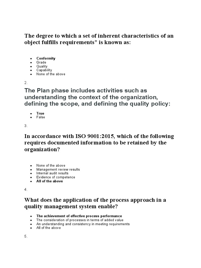 Iso Tests | PDF | Iso 9000 | Quality Management System