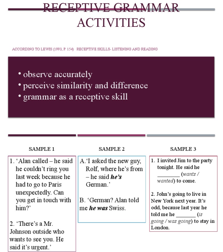 Receptive Grammar Activities | PDF