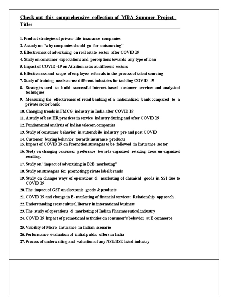 SIP - Project Titles - New | PDF | Supply Chain | Supply Chain Management