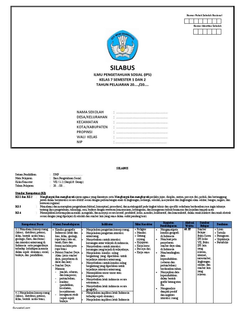 Silabus IPS Kelas 7 Semester 1-2 | PDF