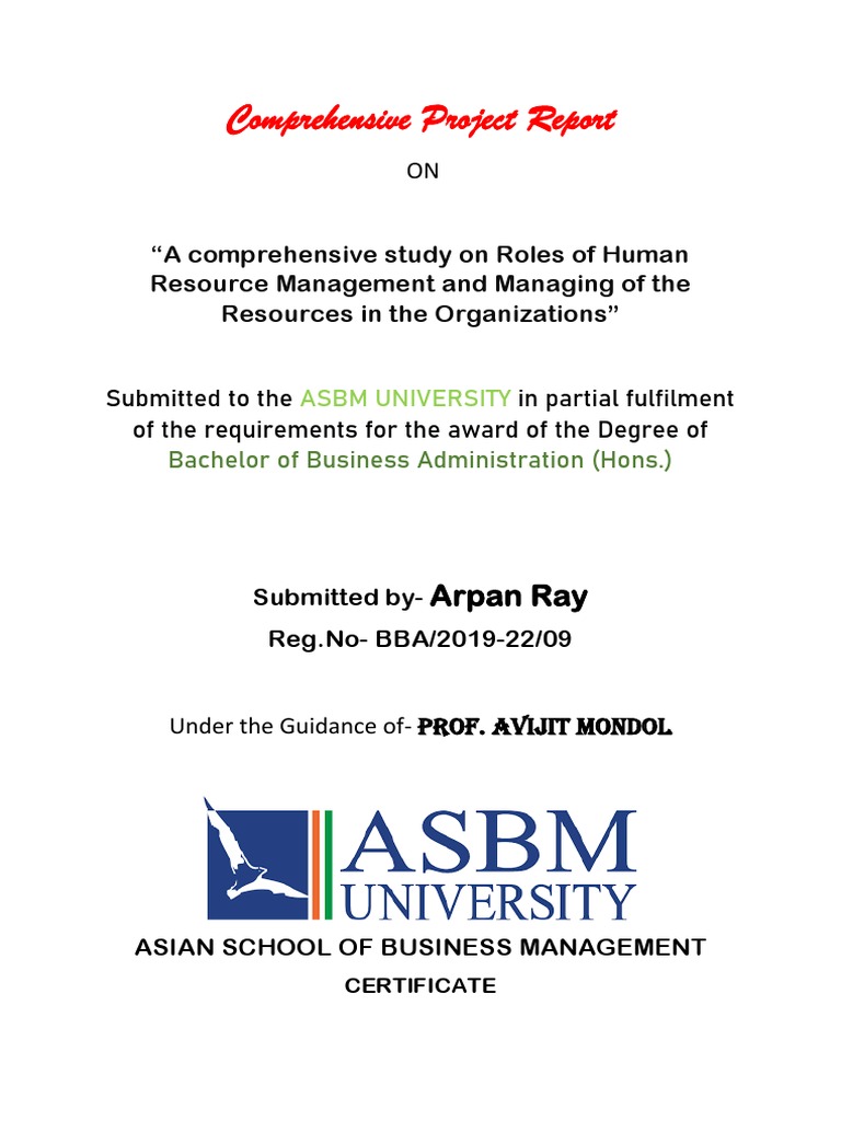 Comprehensive Project Report Asbm University | Download Free PDF ...