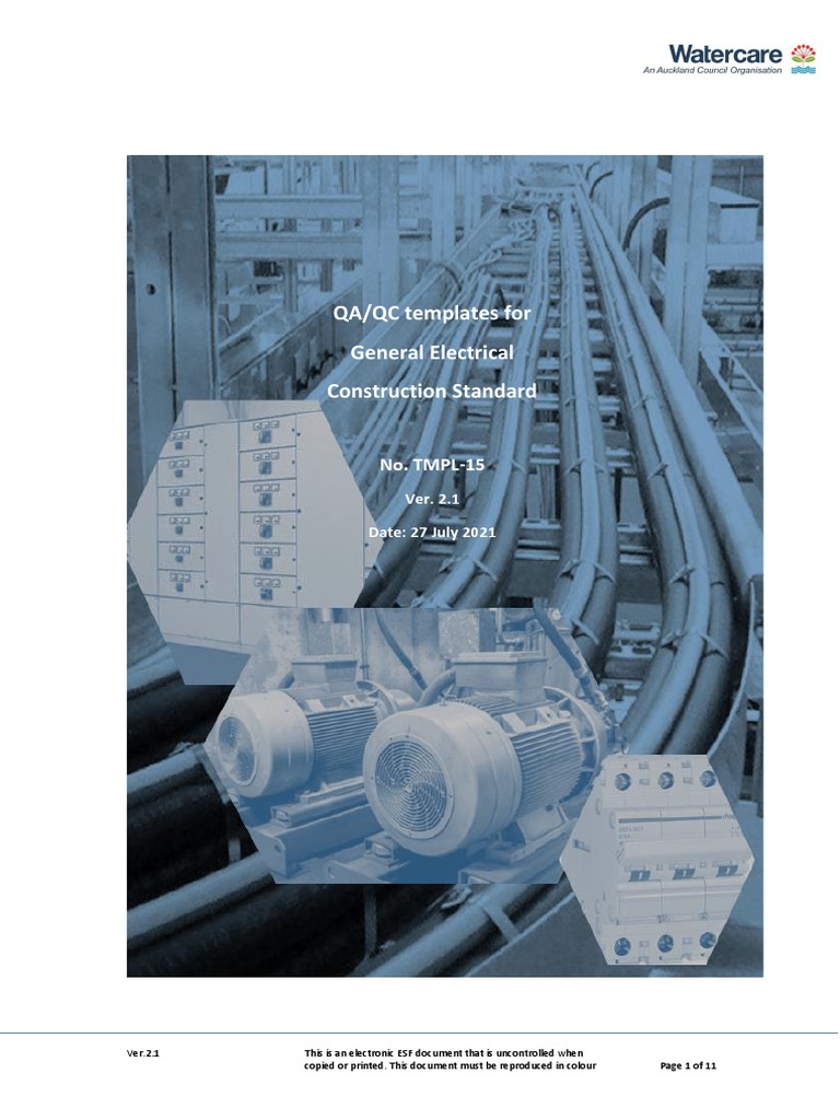 Qa Templates For Electrical Construction Standards | PDF | Electrical ...