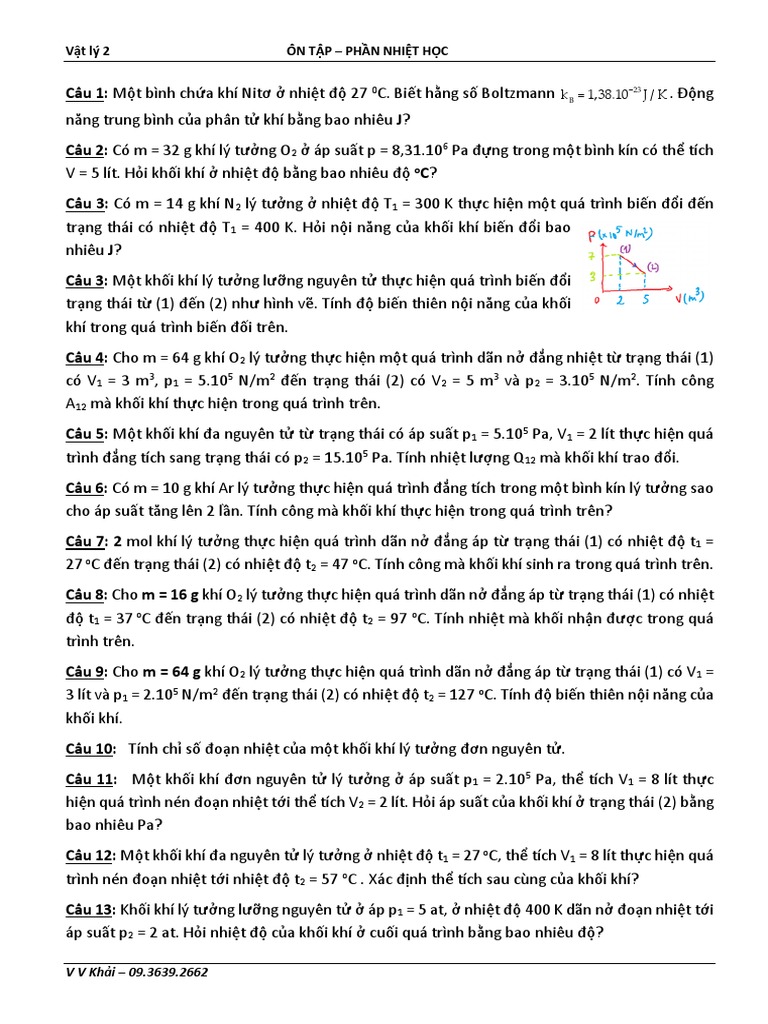 De On Tap Vat Ly 2 - Phan Nhiet Hoc | PDF