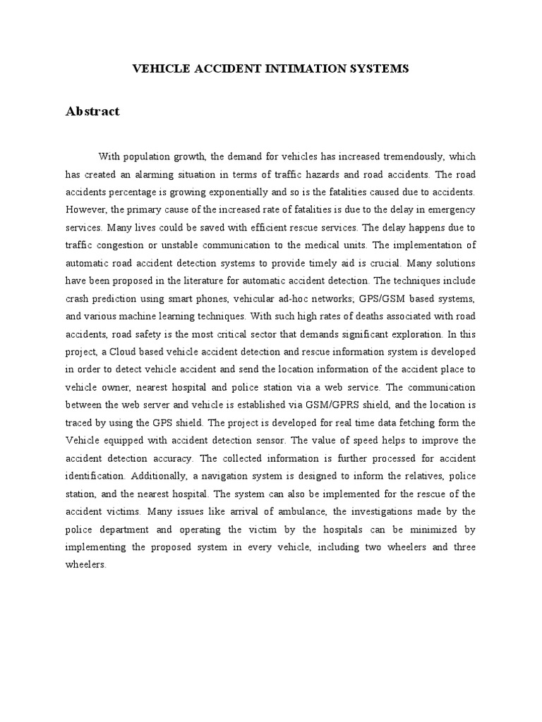 Vehicle Accident Intimation Systems | PDF | Operating System | Traffic ...