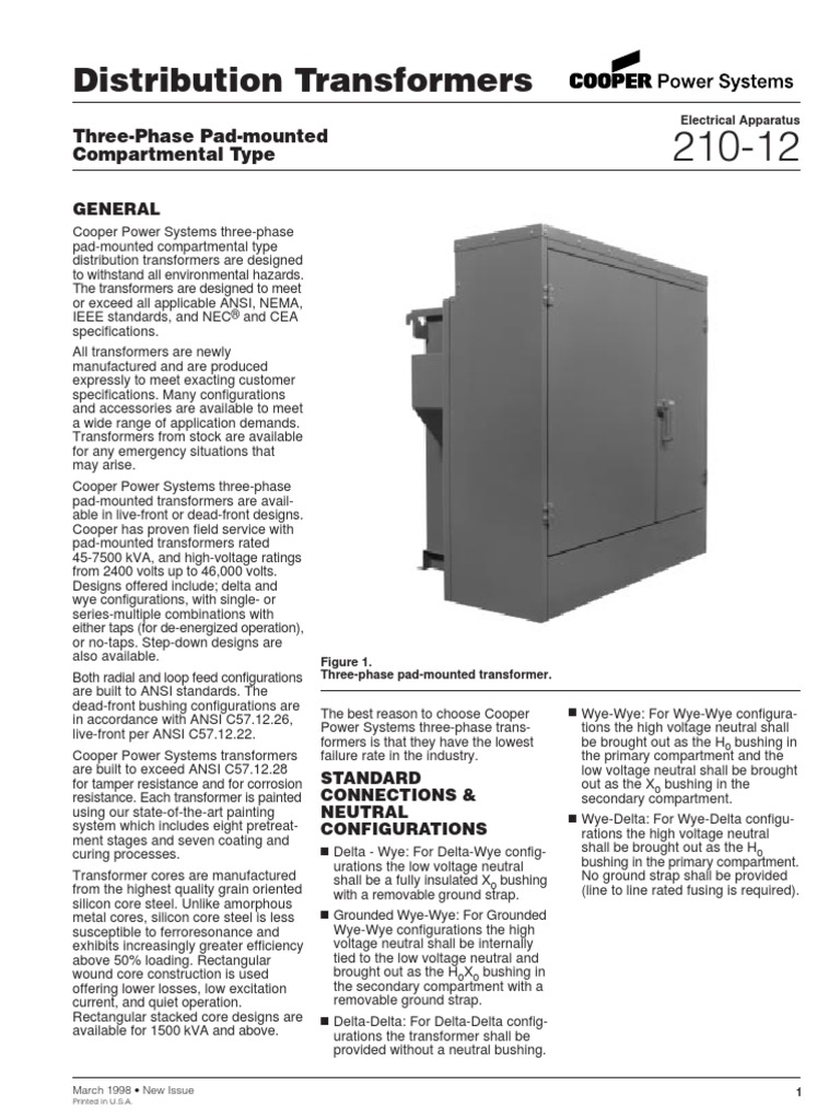 Cooper Pad Mounted Transformer | PDF | Transformer | High Voltage