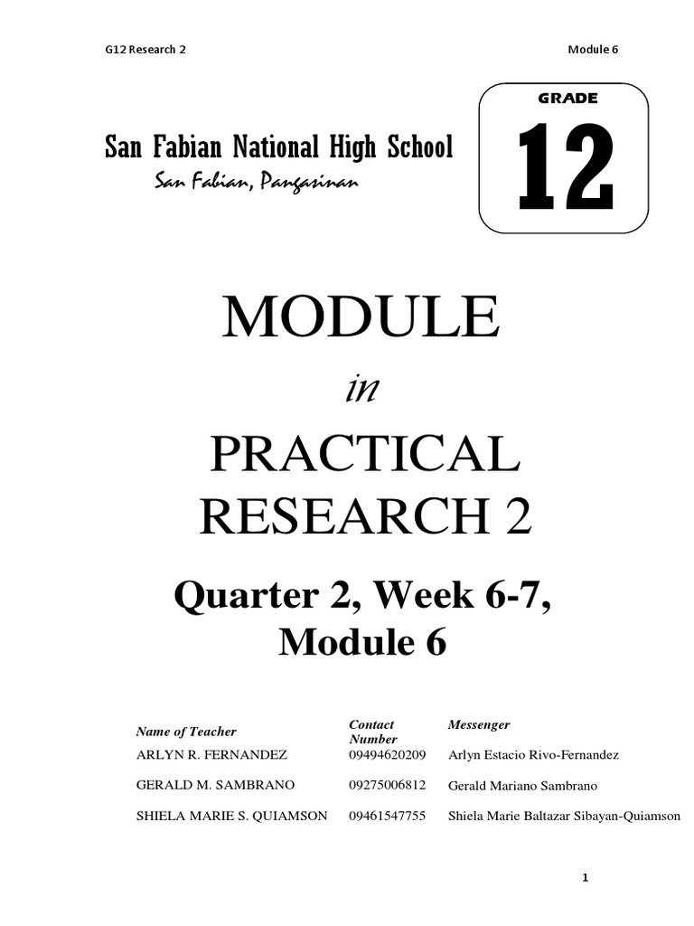 QUARTER 2 WEEK 6 7 Module 6 in Practical Research 2 | PDF | Experiment ...