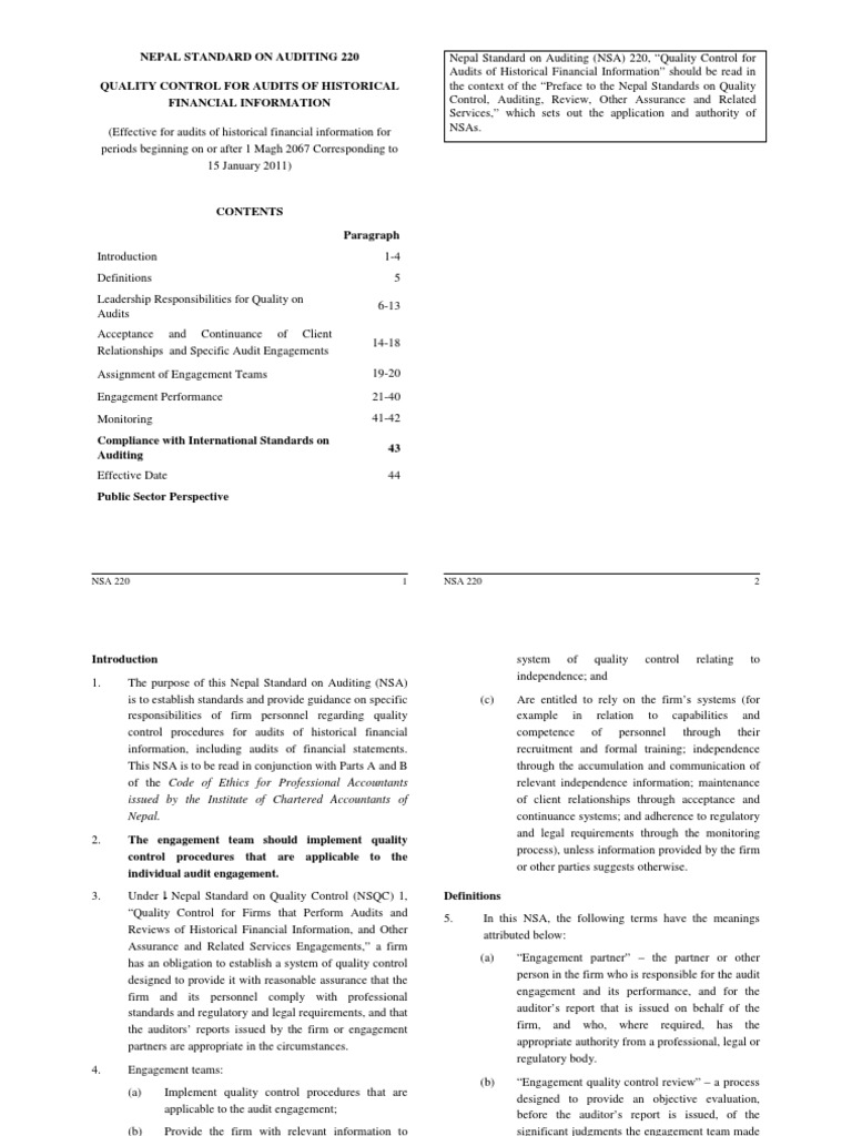 NSA 220 Final | PDF | Audit | Auditor's Report