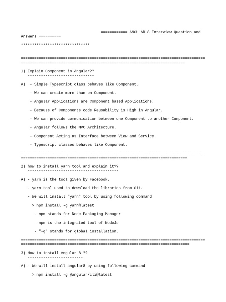 ANGULAR 8 Interview Questions | PDF | Angular Js | Html Element