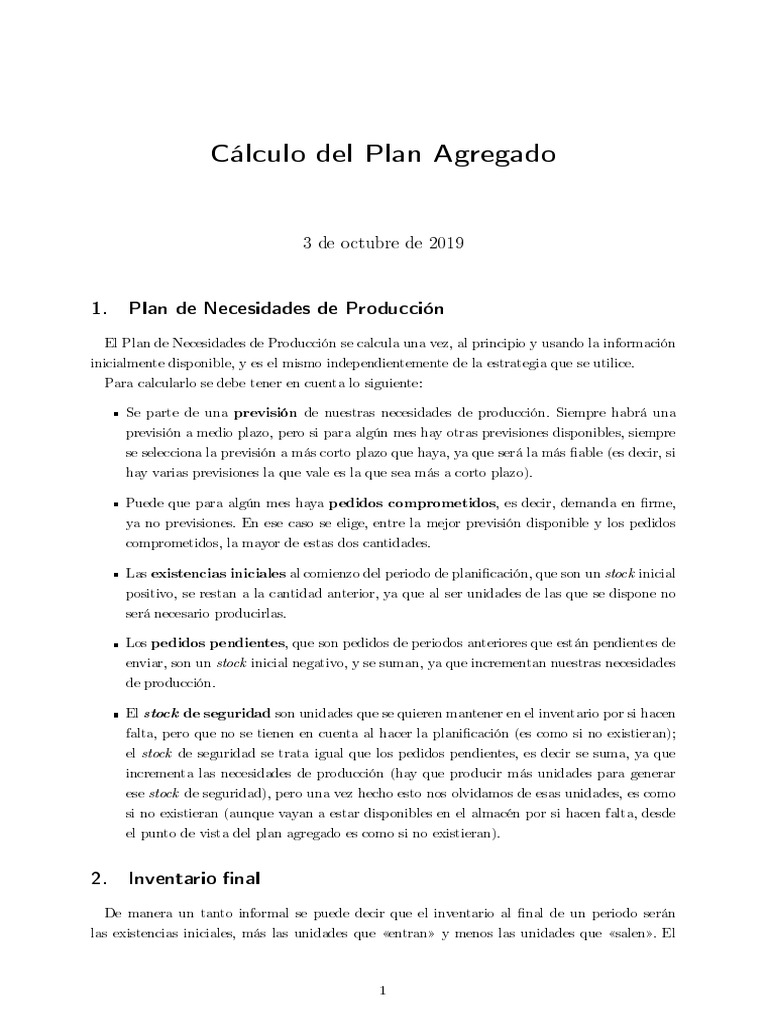 Tema 2. Cálculo Del Plan Agregado | PDF | Inventario