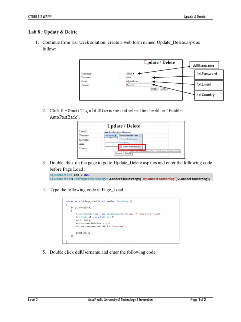 Lab 8: Update & Delete | PDF