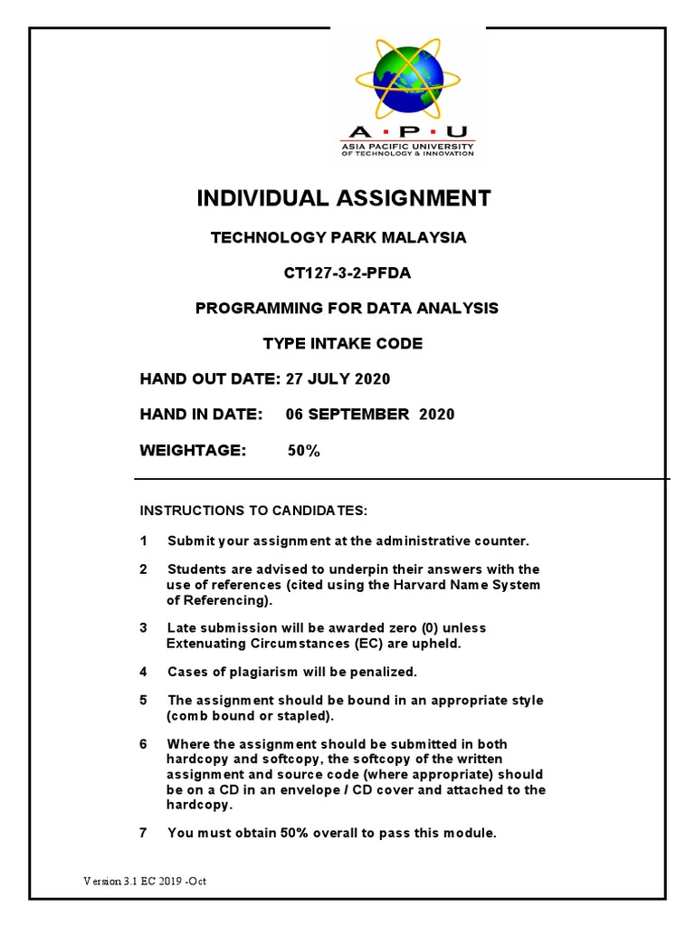 APU Assignment Question Cover | PDF