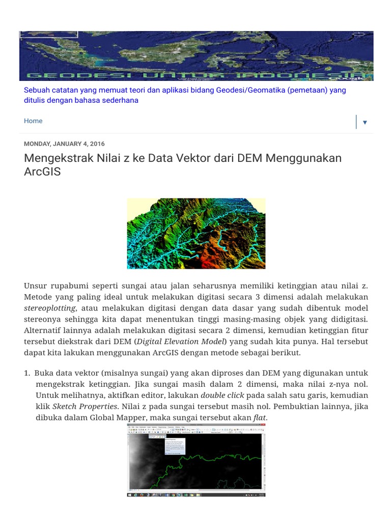 Geodesi Untuk Indonesia - Mengekstrak Nilai Z Ke Data Vektor Dari DEM ...