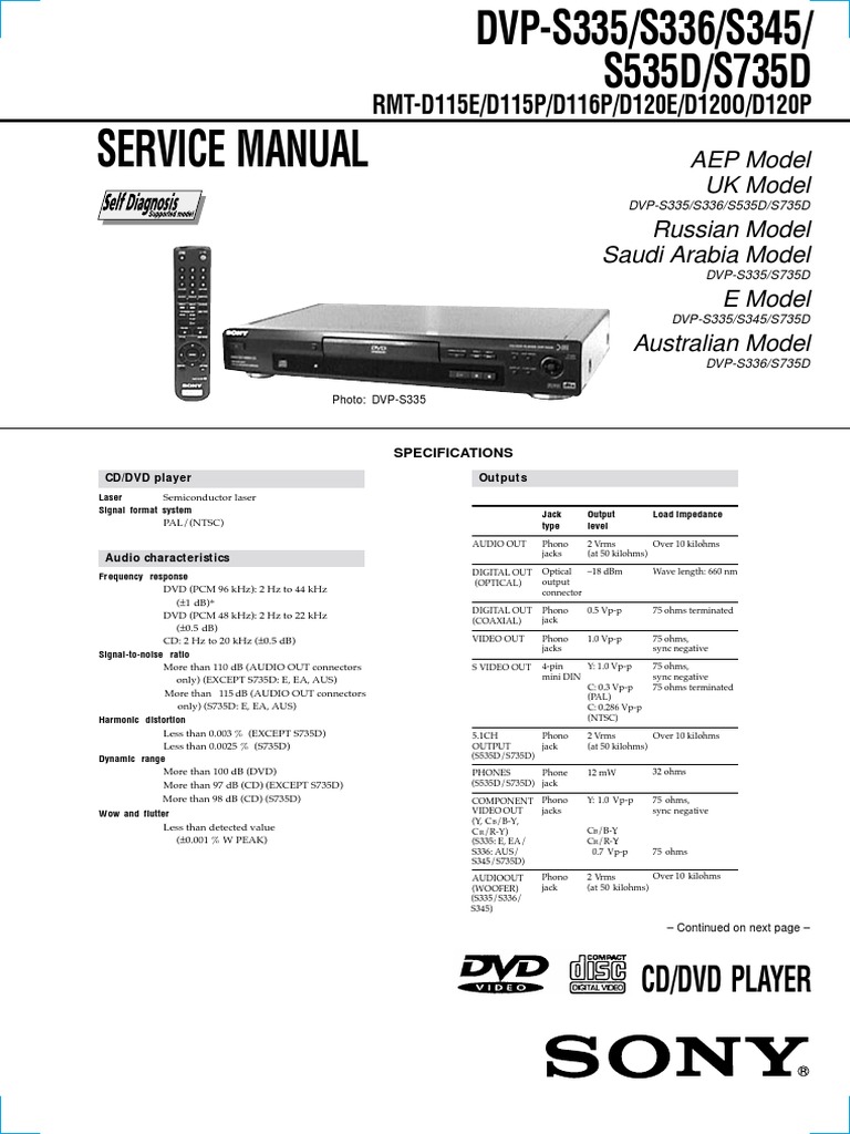 Service Manual: CD/DVD Player | PDF | Decibel | Electronic Engineering