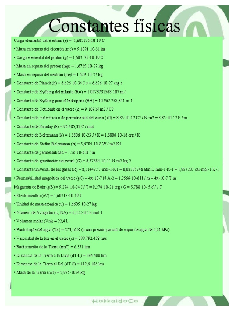 Constantes Fisicas PDF | PDF