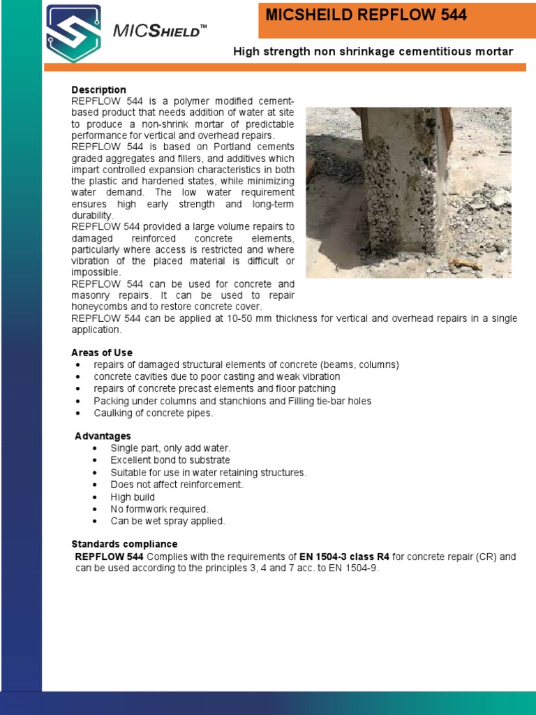 High Strength Non Shrinkage Cementitious Mortar: Description | PDF ...