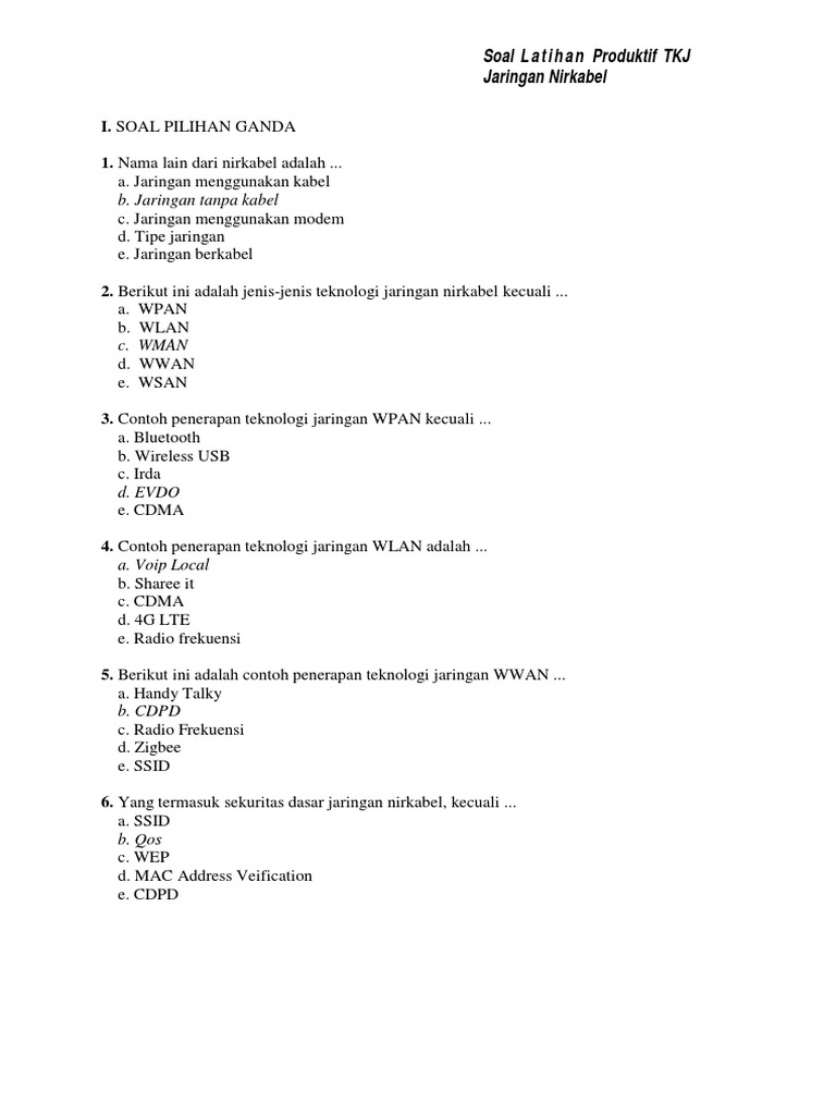 Soal Latihan Jaringan Nirkabel - Lat | PDF
