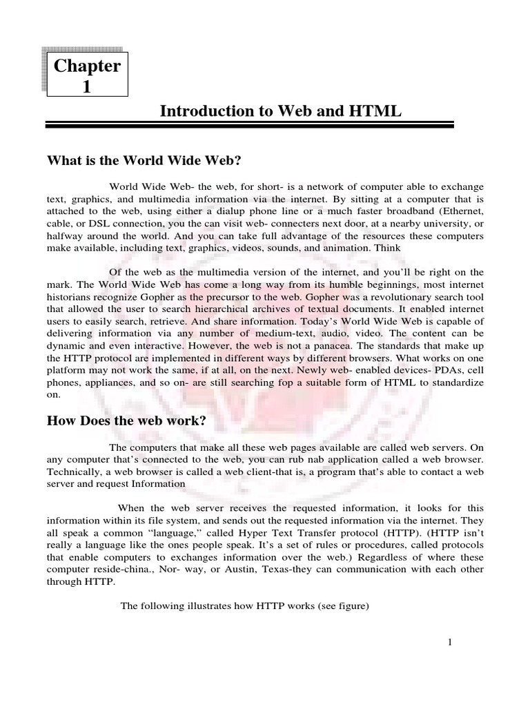 Introduction To Web and HTML: What Is The World Wide Web? | PDF | Html ...