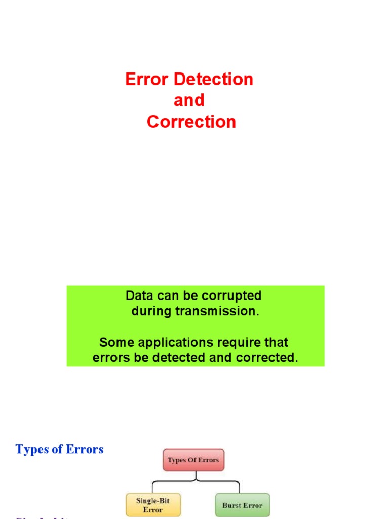 9-Error Detection and Correction-21!01!2022 (21-Jan-2022) Material I 21-01-2022 Error Detection ...