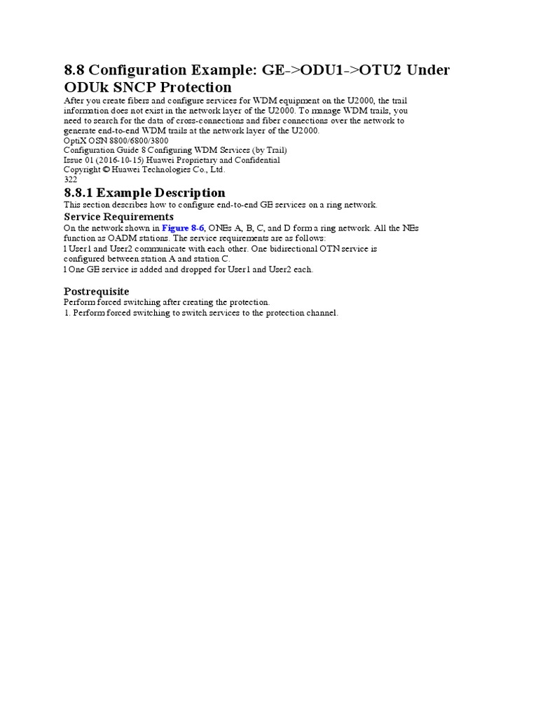 Configuration Example GE ODU1 OTU2 Under ODUk SNCP Protection | PDF ...