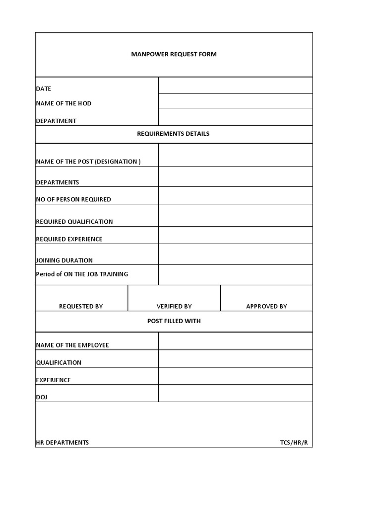 Manpower Request Form | PDF | Career & Growth