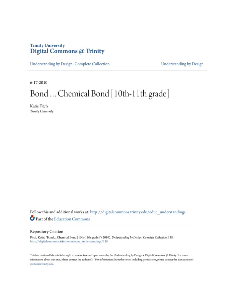 Bond - Chemical Bond (10th-11th Grade) | PDF | Ion | Chemical Bond