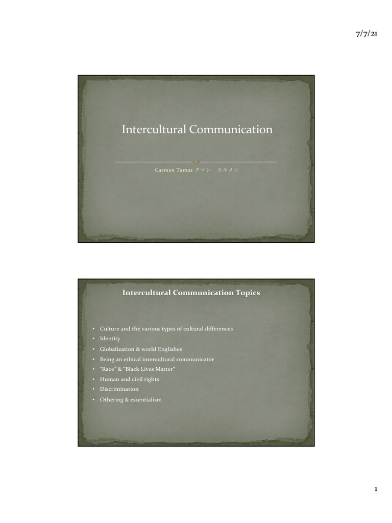 Intercultural Communication Topics | PDF | Value (Ethics) | Cross ...
