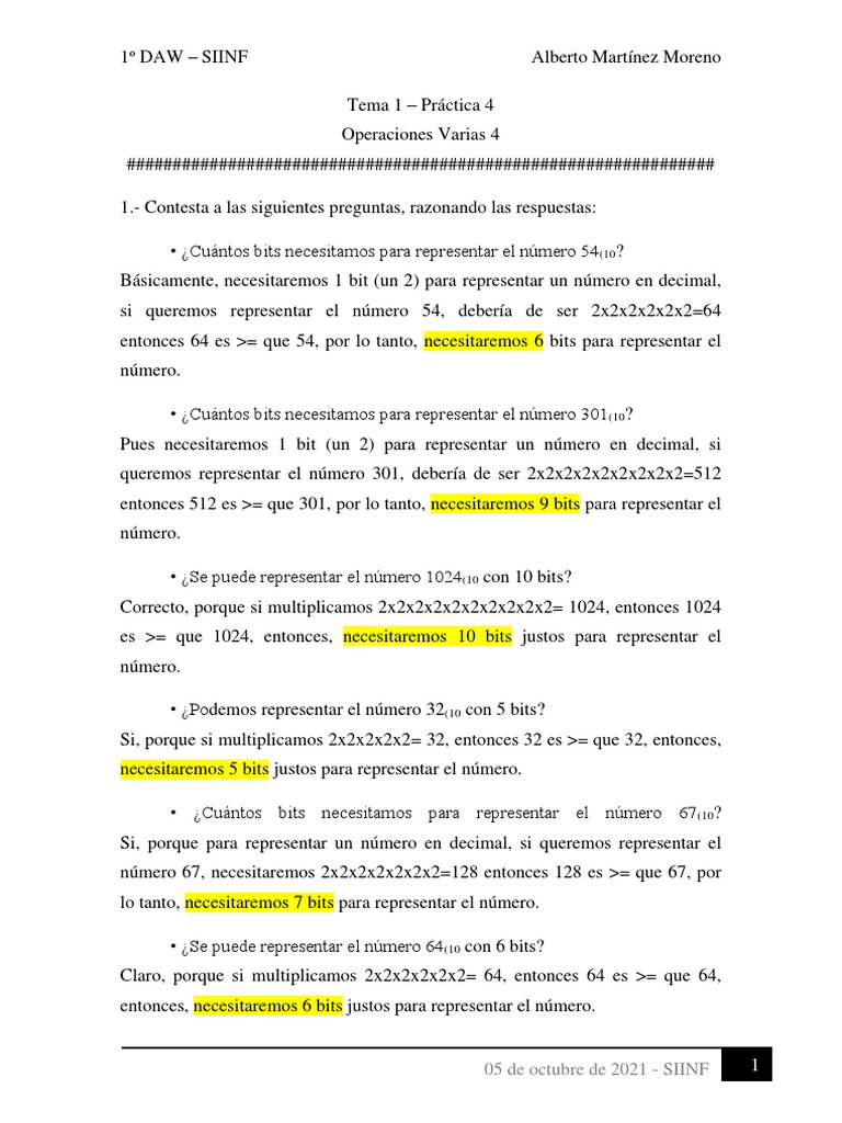 Representación de Bits y Operaciones Binarias | PDF | Poco | Teoría de la computación