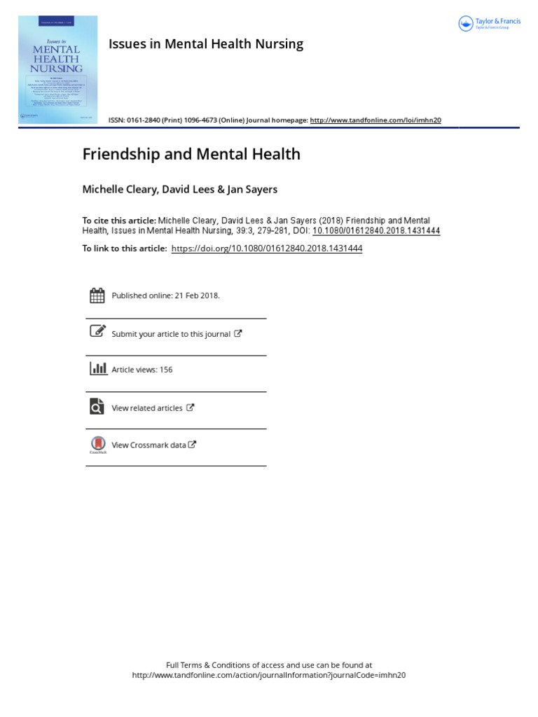 Friendship and Mental Health | PDF | Friendship | Mental Health