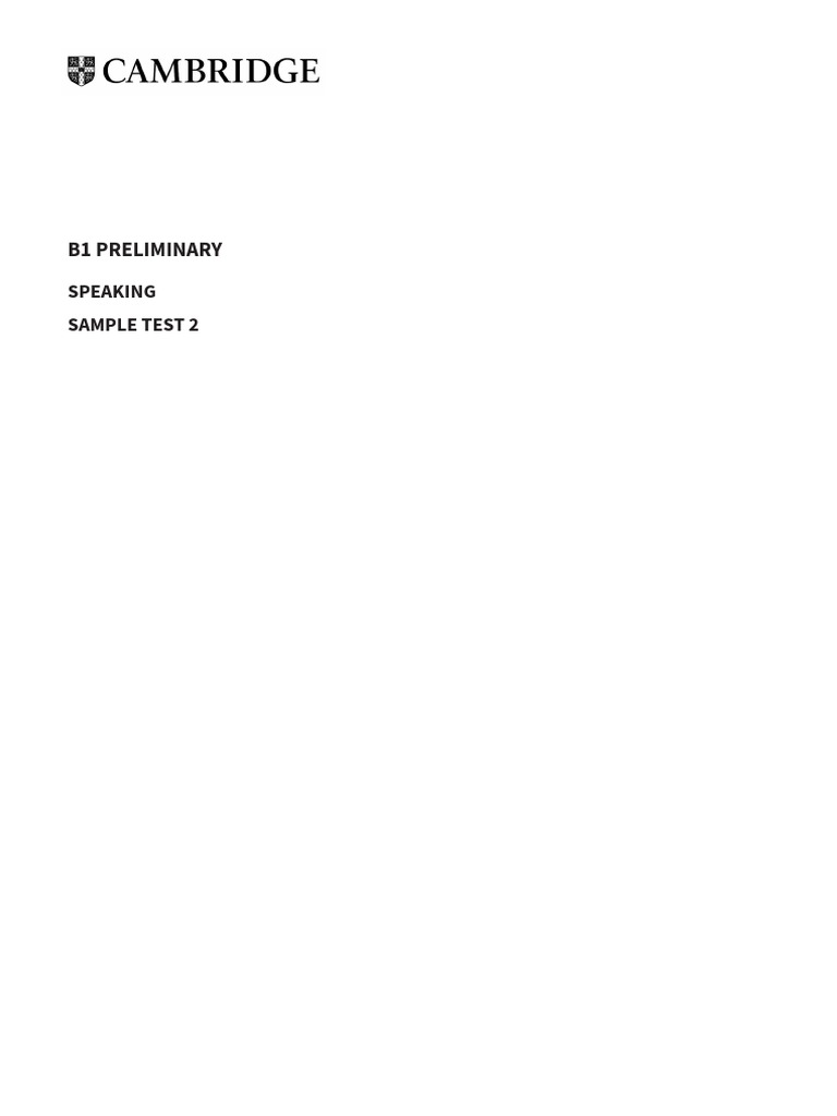 B1 Preliminary: Speaking Sample Test 2 | PDF