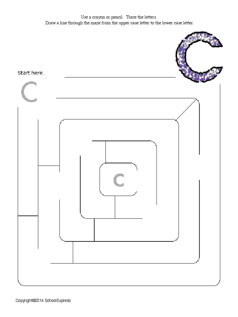 Use A Crayon or Pencil. Trace The Letters. Draw A Line Through The Maze ...