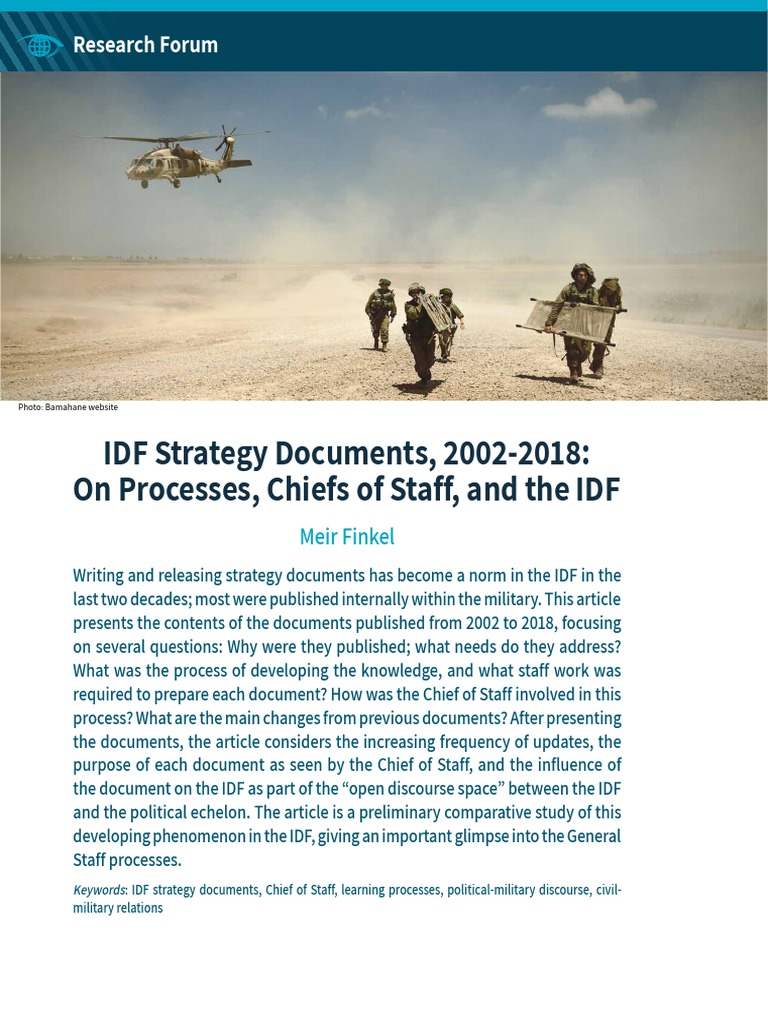 IDF Strategy Documents 2002 2018 Meir Finkel | PDF | Israel Defense ...