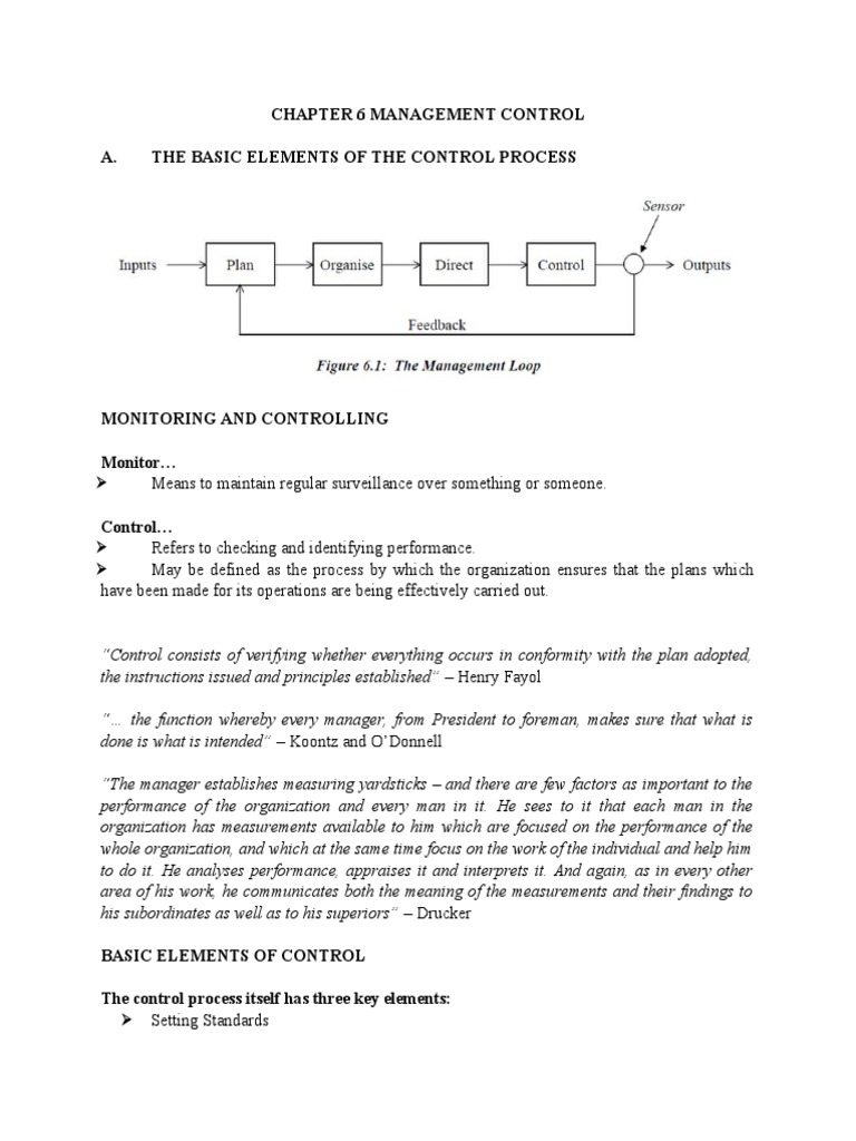 Chapter 6 Management Control A. The Basic Elements of The Control ...