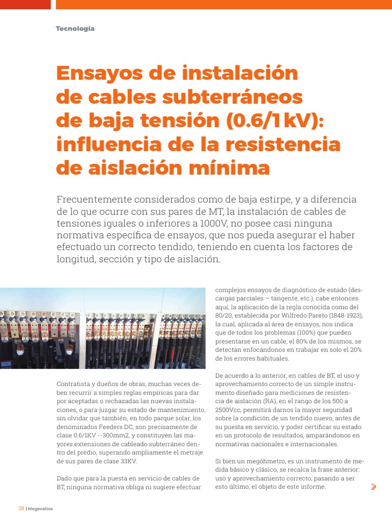 Cable Megado | PDF | Resistencia Eléctrica y Conductancia | Medición