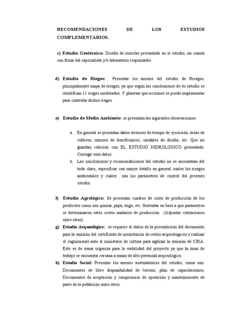 Recomendaciones de Los Estudios Complementarios 2 | PDF