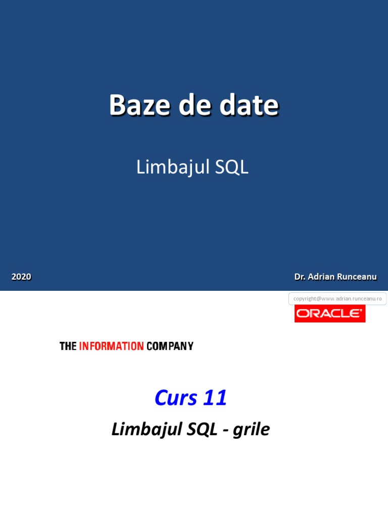 Baze de Date: Limbajul SQL | PDF | Sql | Databases