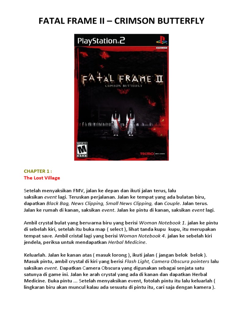 Fatal Frame 2 - Crimson Butterfly (PS 2) | PDF | Fiksi Misteri ...