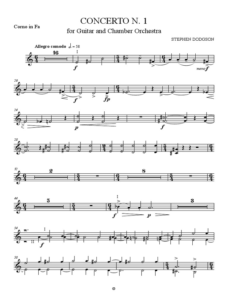 Concerto N. 1: For Guitar and Chamber Orchestra | PDF | Rhythm And ...