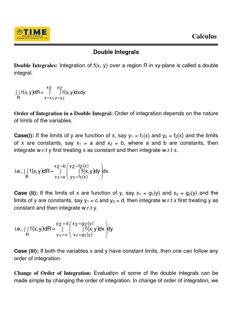 Calculus: Double Integrals | PDF | Integral | Mathematical Objects