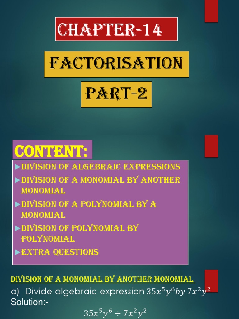 Class 8 Maths: Factorisation & Division | PDF | Factorization ...