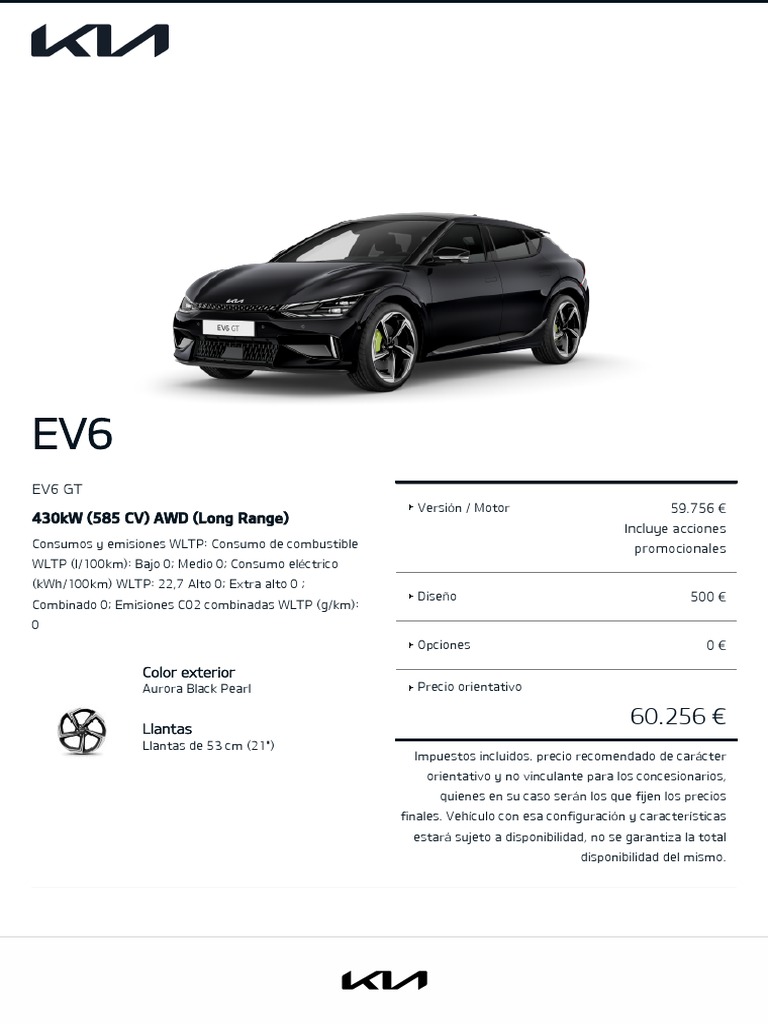 Kia Configurator Ev6 Ev6 GT 20220208 | PDF | Coche | Vehículos de ruedas