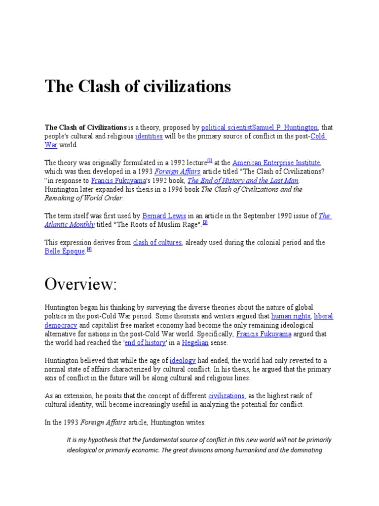 Understanding Huntington's Civilizations Theory | PDF | Salafi Movement ...