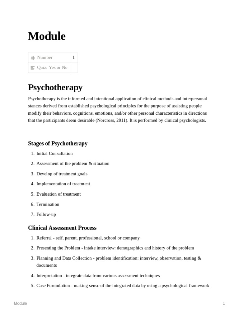 Overview of Psychotherapy Methods | PDF | Psychotherapy | Clinical ...