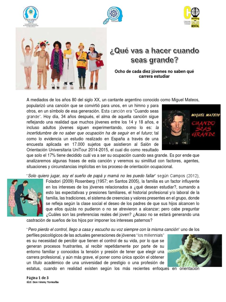 Que Vas Hacer Cuando Seas Grande | PDF | Sicología | Cognición