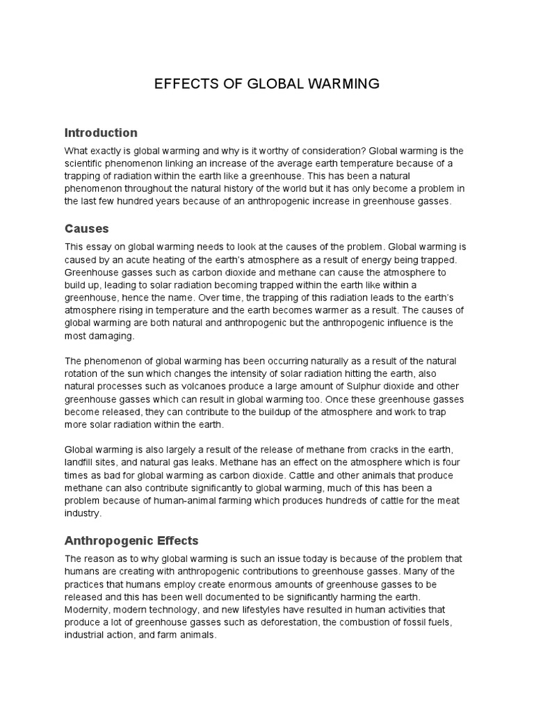 Expository Essay On Global Warming | PDF | Greenhouse Effect | Climate ...
